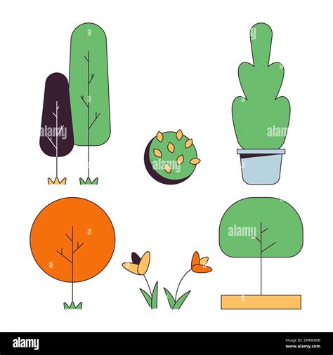 Lawn Ornaments 2d Linear Cartoon Objects Set Stock Vector Image And Art Alamy