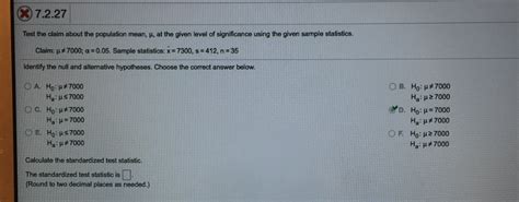 Solved B Calculate The Standardized Test Statistic C Chegg