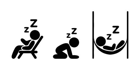 Sleeping Positions Icons Depicting A Person Resting On Chair Kneeling