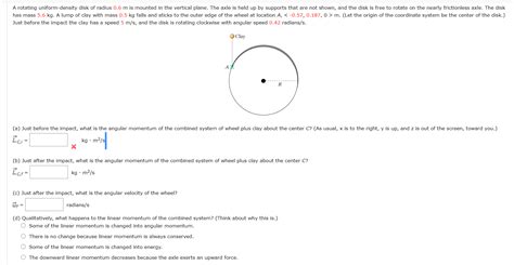 solved a rotating uniform density disk of radius 0 6 m is
