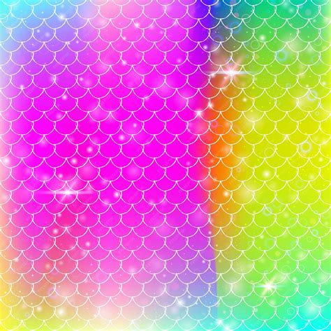 Premium Vector Princess Mermaid Background With Kawaii Rainbow Scales
