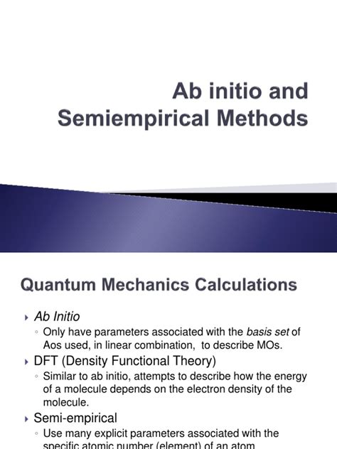 Ab Initio And Semiempirical Methods Pdf Computational Chemistry Hartree Fock Method
