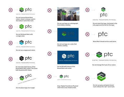 incorrect usage design elements our visual system ptc brand guide