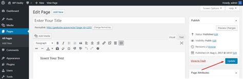 how to add edit delete and publish pages in wordpress