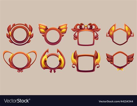 Game Level Or Avatar Frames Ui Icons Buttons Set Vector Image