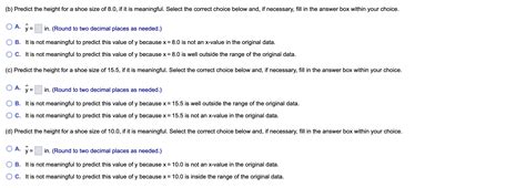 Solved Use The Regression Equation To Predict The Value Of Y Chegg