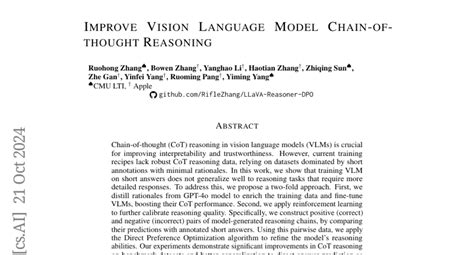 Improve Vision Language Model Chain Of Thought Reasoning Ai For Dummies Understand The