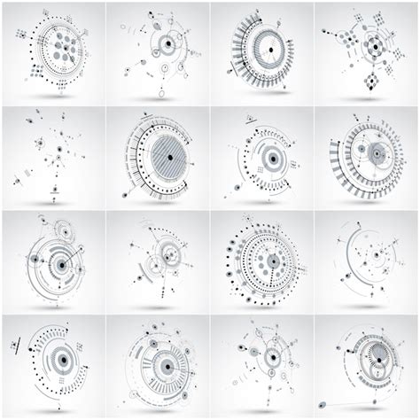 바우하우스 복고 스타일로 만든 3d 벡터 추상 배경 세트입니다 기하학적 구성은 템플릿 및 레이아웃으로 사용할 수 있습니다 원으로 만든 엔지니어링 기술 월페이퍼