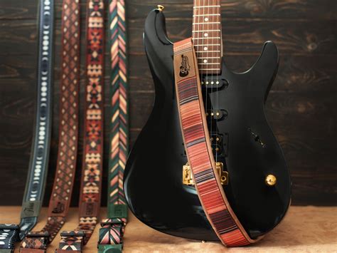 Striped Guitar Strap Personalized Leather Guitar Straps For Musician