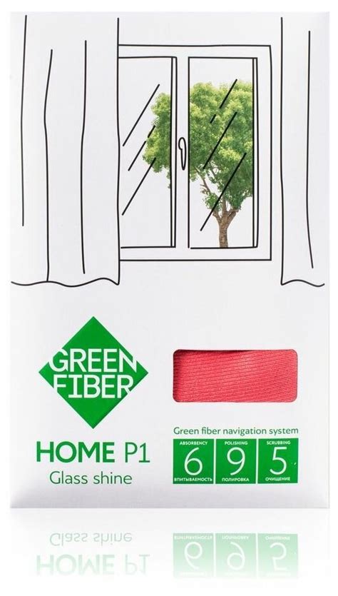 Салфетка для стекла Green Fiber HOME P1, зеленая GREEN FIBER Размеры ...