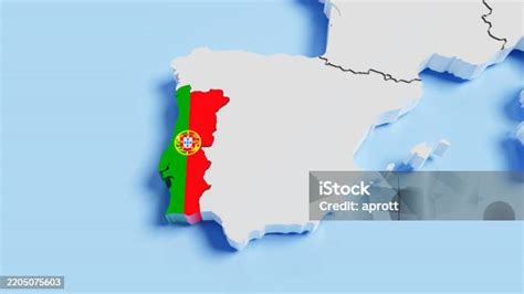 The Map Of Portugal Overlayed By The Portuguese Flag Spain And Parts Of