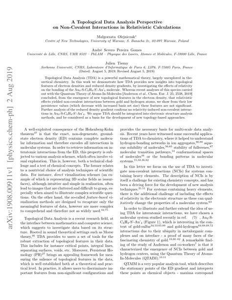 Pdf A Topological Data Analysis Perspective On Non Covalent Interactions In Relativistic