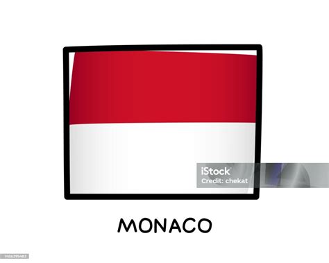 모나코의 국기 화려한 Monegasque 깃발 로고 빨간색과 흰색 브러시 스트로크 손으로 그립니다 검은 윤곽선 벡터 일러스트 레이 션 0명에 대한 스톡 벡터 아트 및 기타