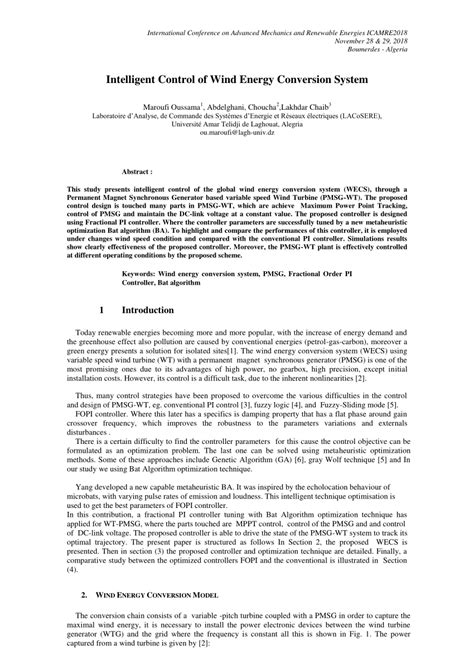 Pdf Intelligent Control Of Wind Energy Conversion System