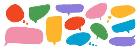 컬러 손으로 그린 말풍선 모음입니다 낙서 대화 상자 집합입니다 낙서 질감 마커 만화 토크 프레임 빨강 파랑 초록 분홍색 풍선 텍스트 상자 번들 밝은 스케치 채팅 상자 팩