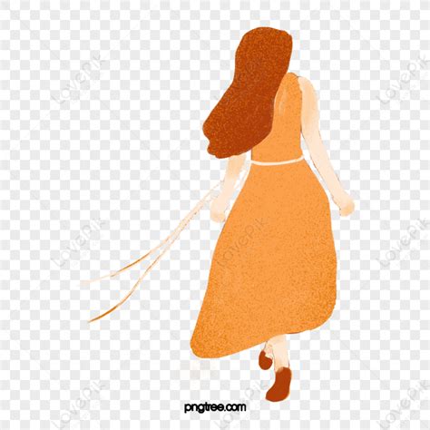 갈색 긴 머리 일러스트 소녀 다시보기 요소스커트도보 Png 일러스트 무료 다운로드 Lovepik