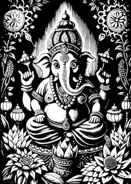 HandDrawn Lord Ganesha Illustration For Ganesha Chaturthi Celebration Premium AI Generated Vector