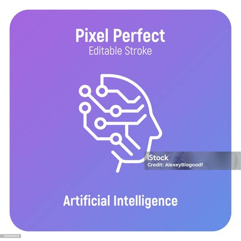 인공 지능 얇은 선 아이콘 딥 러닝 프로세서가 있는 인간의 얼굴 기계 학습 픽셀 완벽 편집 가능한 스트로크 벡터 그림입니다 Cpu에 대한 스톡 벡터 아트 및 기타 이미지