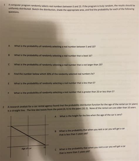 Solved A Computer Program Randomly Selects Real Numbers