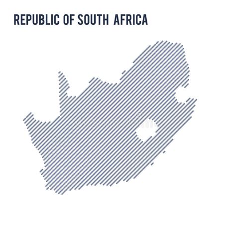 Vector Abstract Hatched Map Of Republic Of South Africa With Oblique Lines Isolated On A White