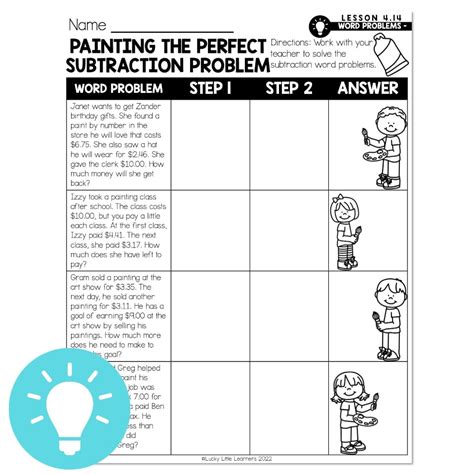 Lucky To Learn Math Two Step Subtraction Money Word Problems Lesson 414 Mini Lesson