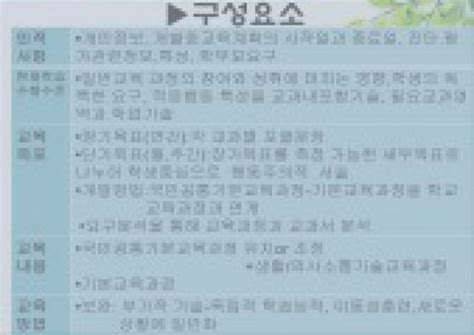 개별화교육과 교수방법 개별화교육계획iep 개별화교육프로그램의 목표 법적근거 수립 개별화교육계획iep 개별화교육프로그램의 교육과정 전달체제 개별화교육