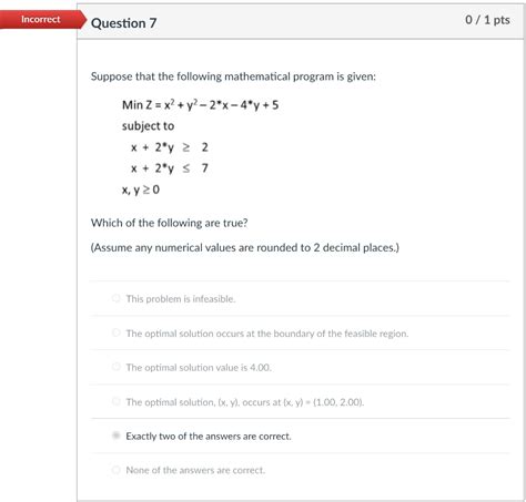 Solved Incorrect Question 7 0 1 Pts Suppose That The
