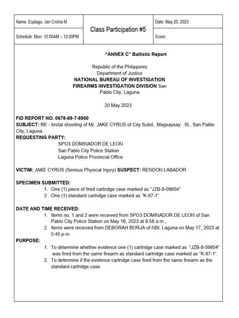 Ballistic Report Pdf Firearms Projectile Weapons