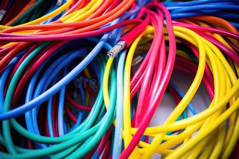 Ethernet Cables In Various Colors Connected To A Router Stock