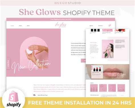 Pink Girly Shopify Template Fun Shopify Boutique Minimalist Etsy