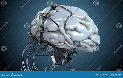 Robotic Brain With Detailed Circuits Concept Of Artificial Intelligence Brain Power Or Energy
