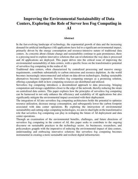 Pdf Improving The Environmental Sustainability Of Data Centers Exploring The Role Of Server