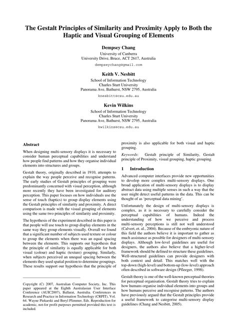 Pdf The Gestalt Principles Of Similarity And Proximity Apply To Both The Haptic And Visual
