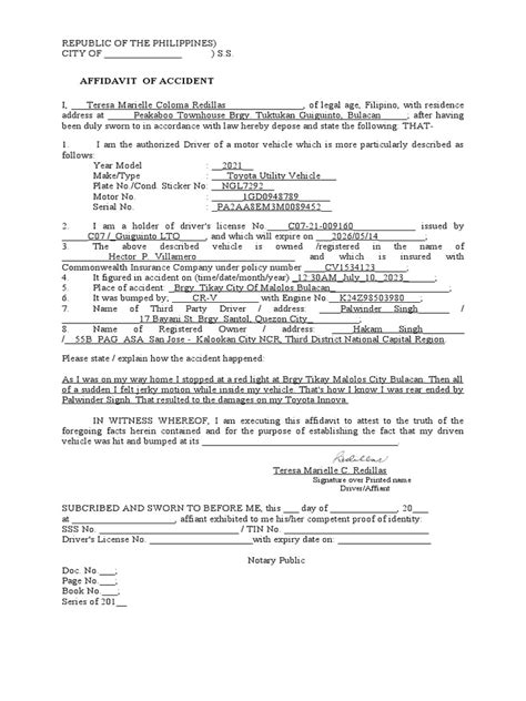 Cic Recovery Affidavit Pdf Affidavit Land Vehicles