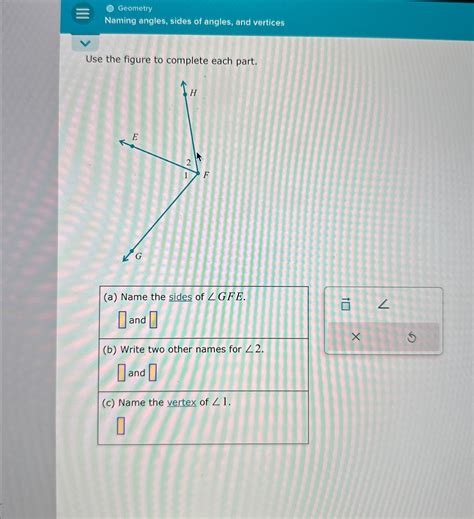 Solved GeometryNaming Angles Sides Of Angles And Chegg