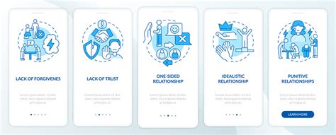 Abusive Relationships Types Onboarding Mobile App Page Screen Stock