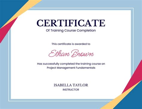 colorful training course completion certificate template venngage