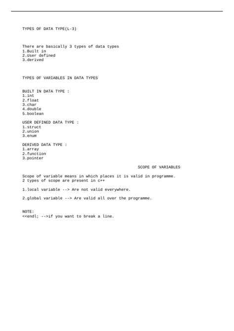 Summary Types Of Datatypes In C Eco 3101 Stuvia Us