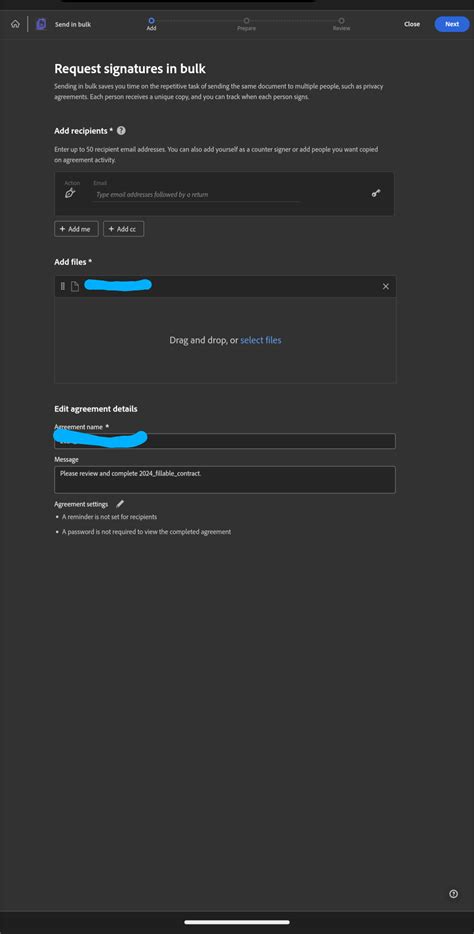 Csv Option Missing From Bulk Send On Team Pro Acco Adobe Community 14370693