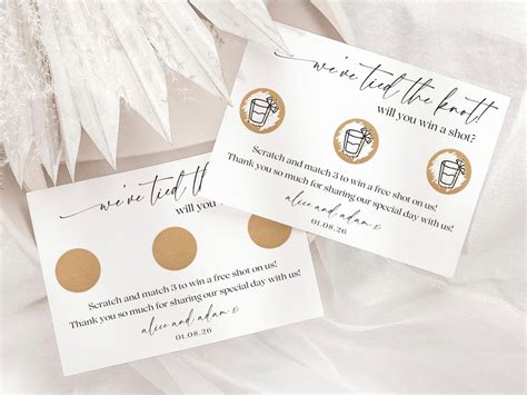 Wedding Drink Tokens Wedding Scratch Card Custom Scratch Card Drink