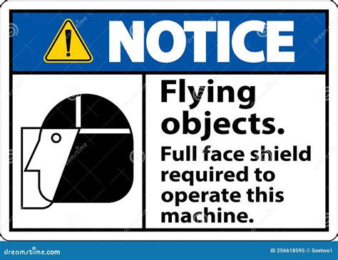 Notice Flying Object Face Shield Required Sign On White Background