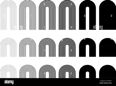 Geometric Arches Arcs Rainbows 9 Band 9 Lines Set Of 21 Editable
