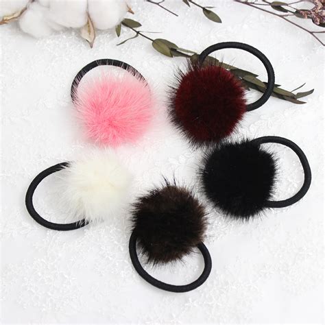 겨울 천연 밍크 헤어 고무줄 머리끈 에이블리