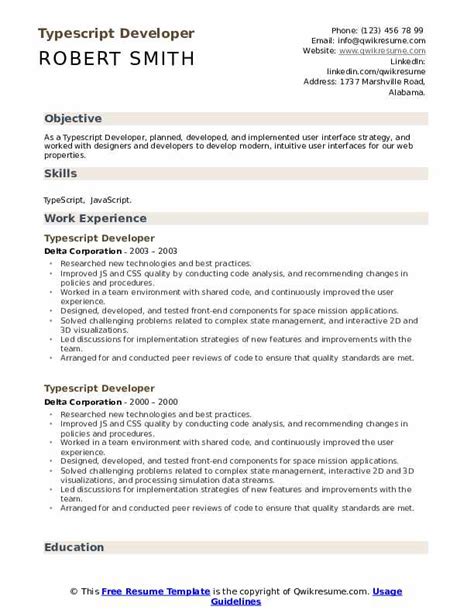 10 Typescript Developer Resume Samples And Templates For 2025