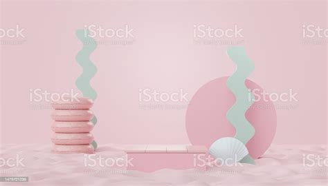 3d 연단은 여름 개념으로 제품 프레젠테이션을 의미합니다 화장품 광고를위한 받침대 플랫폼 0명에 대한 스톡 사진 및 기타 이미지
