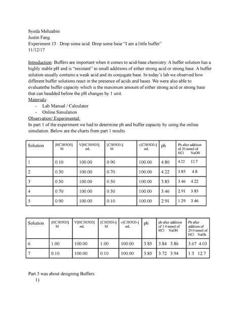 Lab 13 Lab 13 And Lecture 13 Syeda Mehzabin Justin Fang Experiment 13 Drop Some Acid Drop