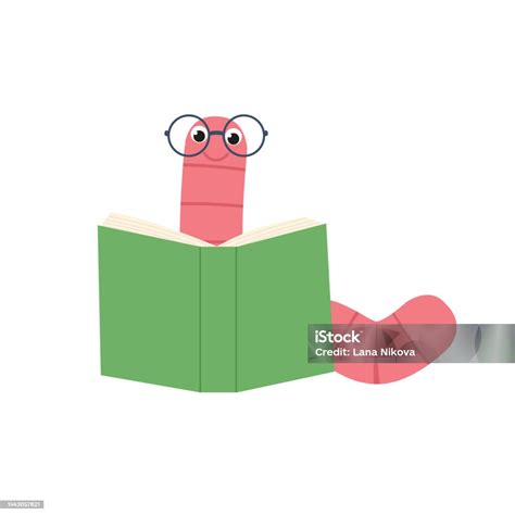 귀여운 애벌레 책벌레 벌레 귀여운 만화 캐릭터 교육 마스코트 졸업 모자와 안경을 쓰고 책을 읽고 교사 교육 관련 직업에 대한