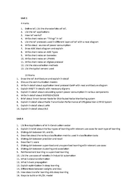 io t unit 1 and unit4 question bank unit 1 4 marks define iot list
