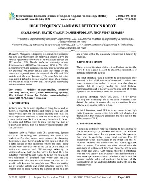 Pdf Irjet High Frequency Landmine Detection Robot