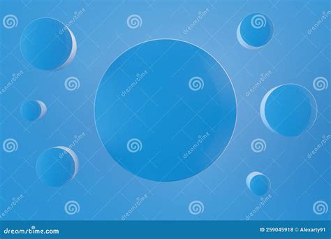 Textured Blue Circles Shapes With Backlight 3d Render Stock